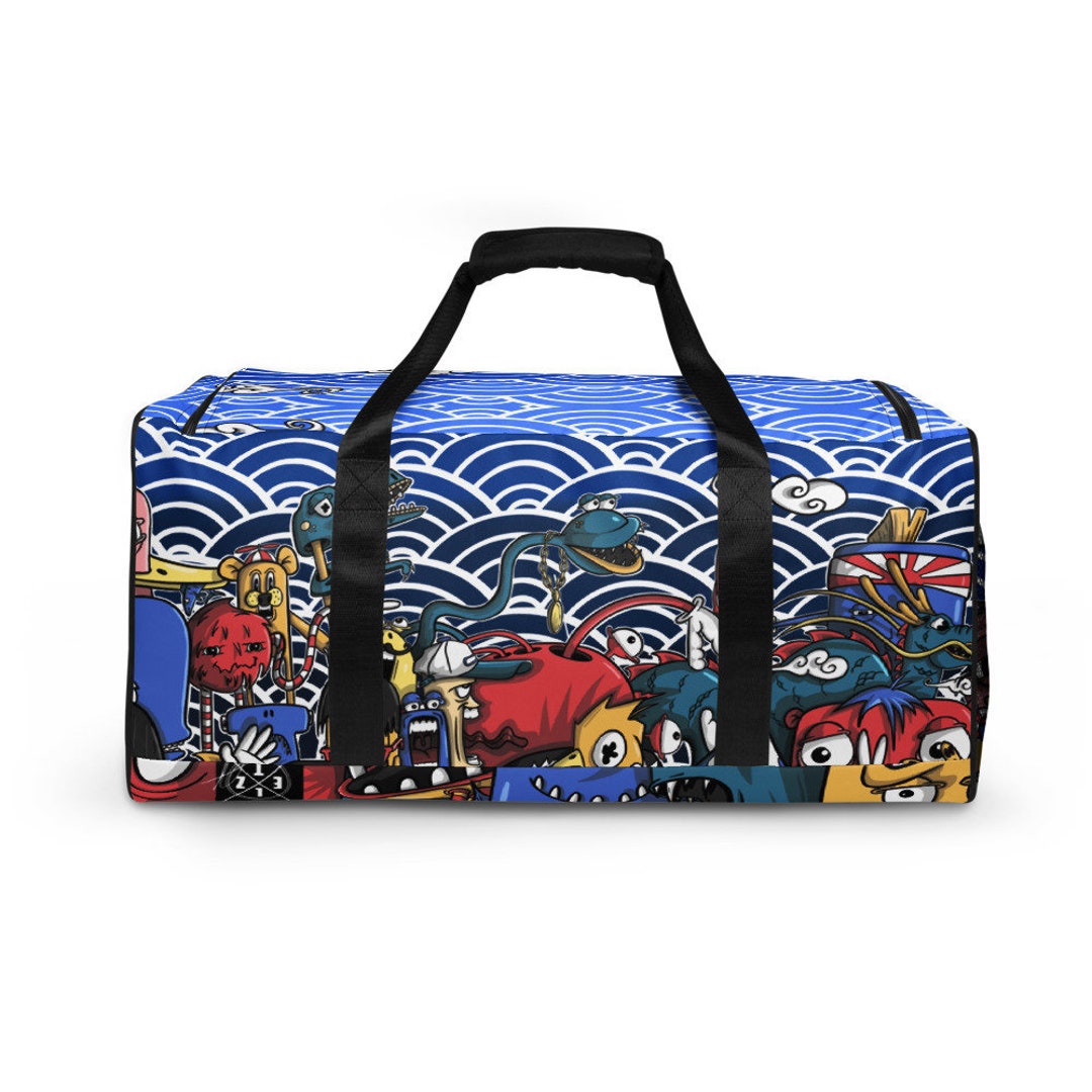 Monster Characters Duffle Bag, Doodle Art Duffle Bag, Japanese ...