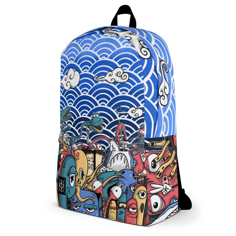Monster Characters Backpack, Doodle Art Backpack, Japanese Character ...