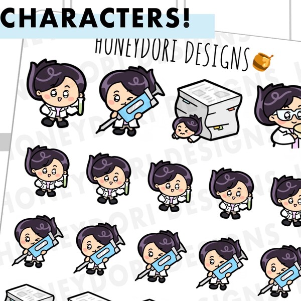 Study Time Stickers Cute Girl Planner Stickers Girl Study Stickers Test ...