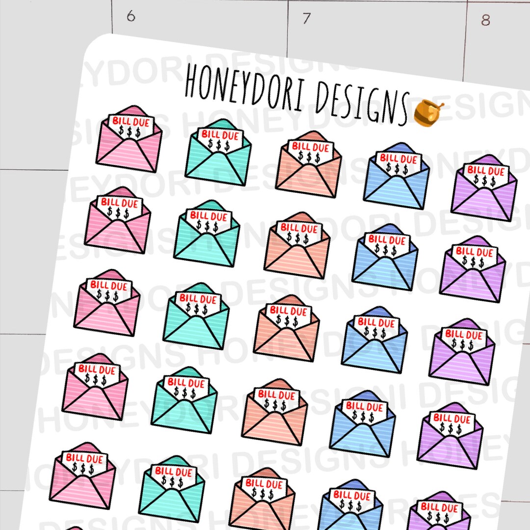 Bill Due Stickers - Planner Stickers - Reminder Stickers-scrapbook ...