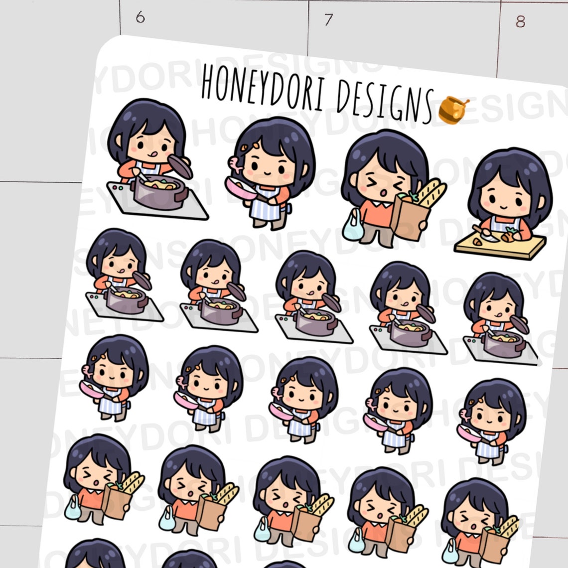 Cooking Planner Stickers (4 Characters) - Meal Prep Stickers - Cooking ...