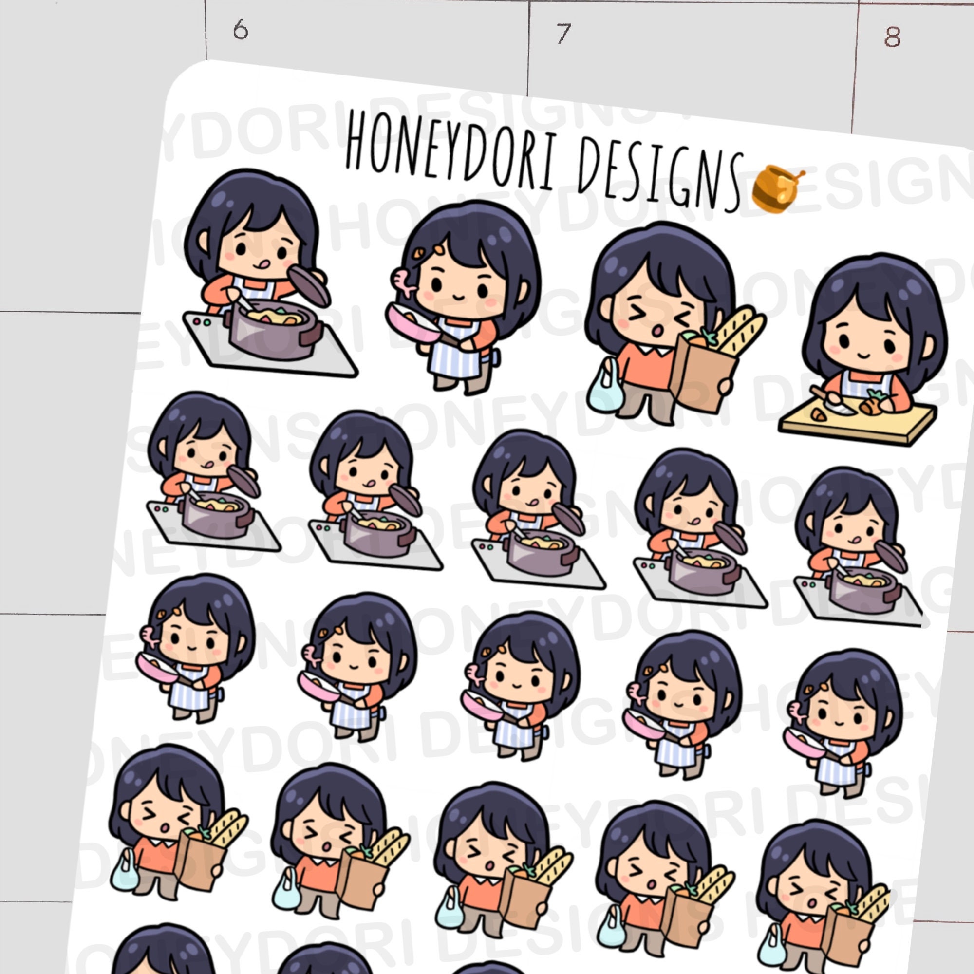 Cooking Planner Stickers (4 Characters) - Meal Prep Stickers - Cooking ...