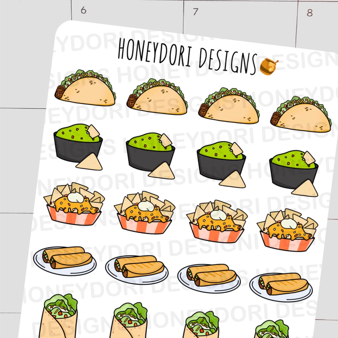 Mexican Food Stickers - Food Stickers - Planner Stickers - Bullet ...