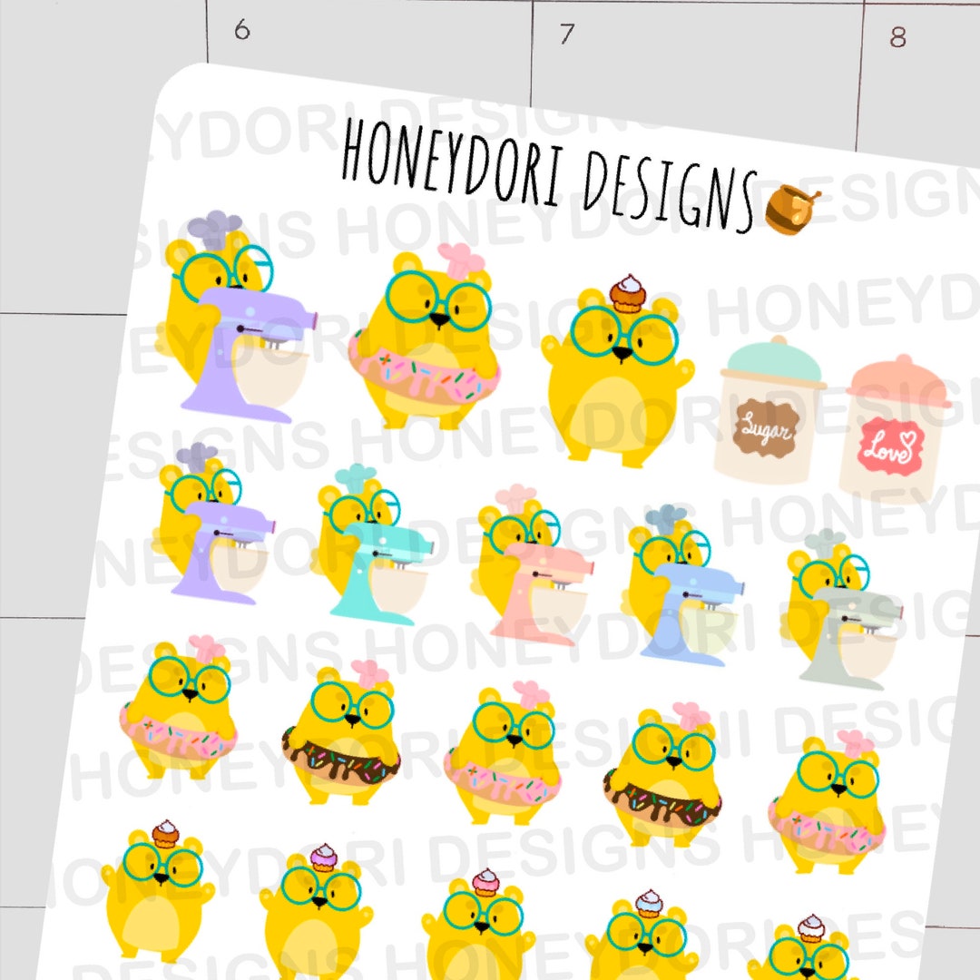 Baking Stickers - Cooking Stickers - Planner Stickers -bear Stickers ...