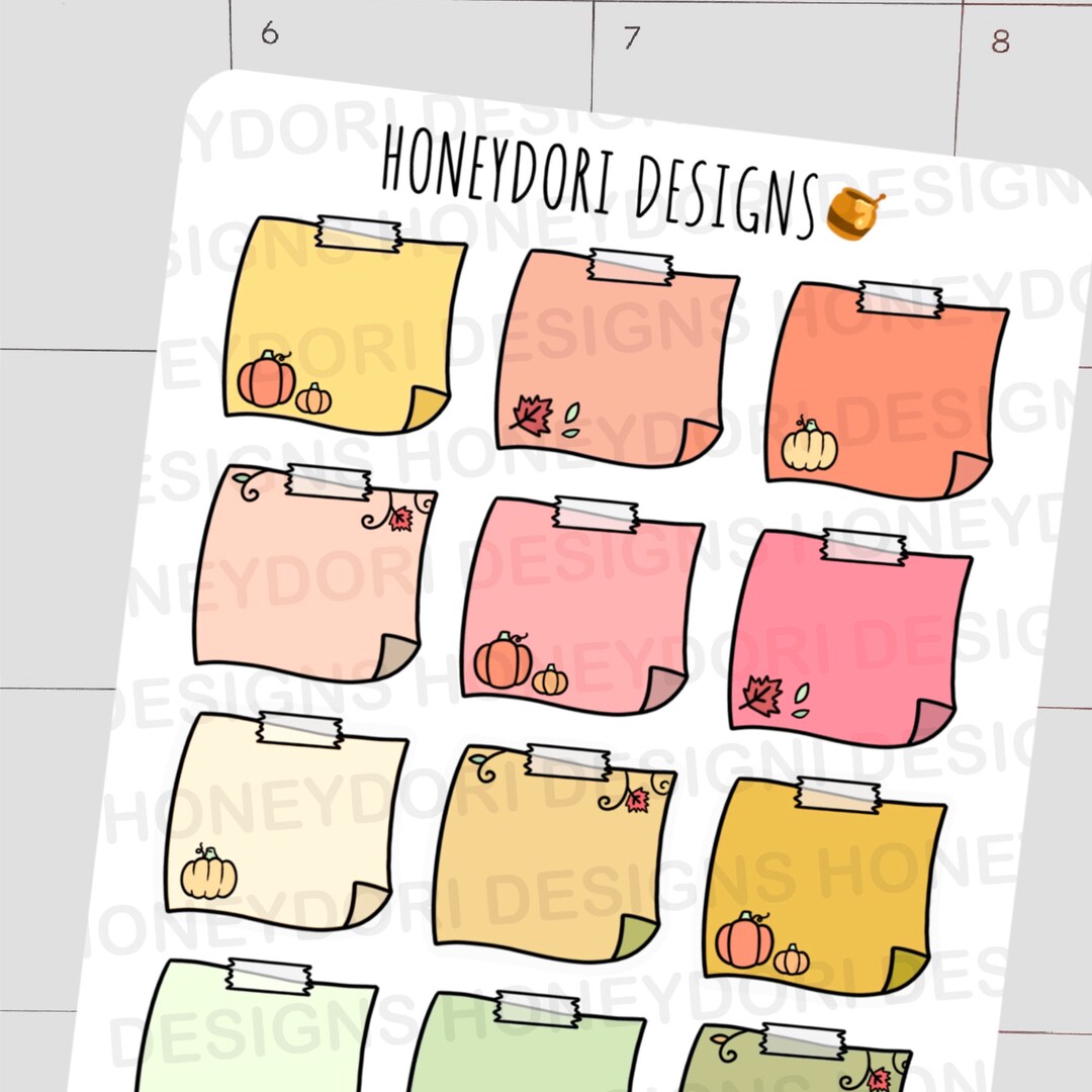 Fall Sticky Notes - Autumn Sticky Notes - Planner Stickers - Autumn ...