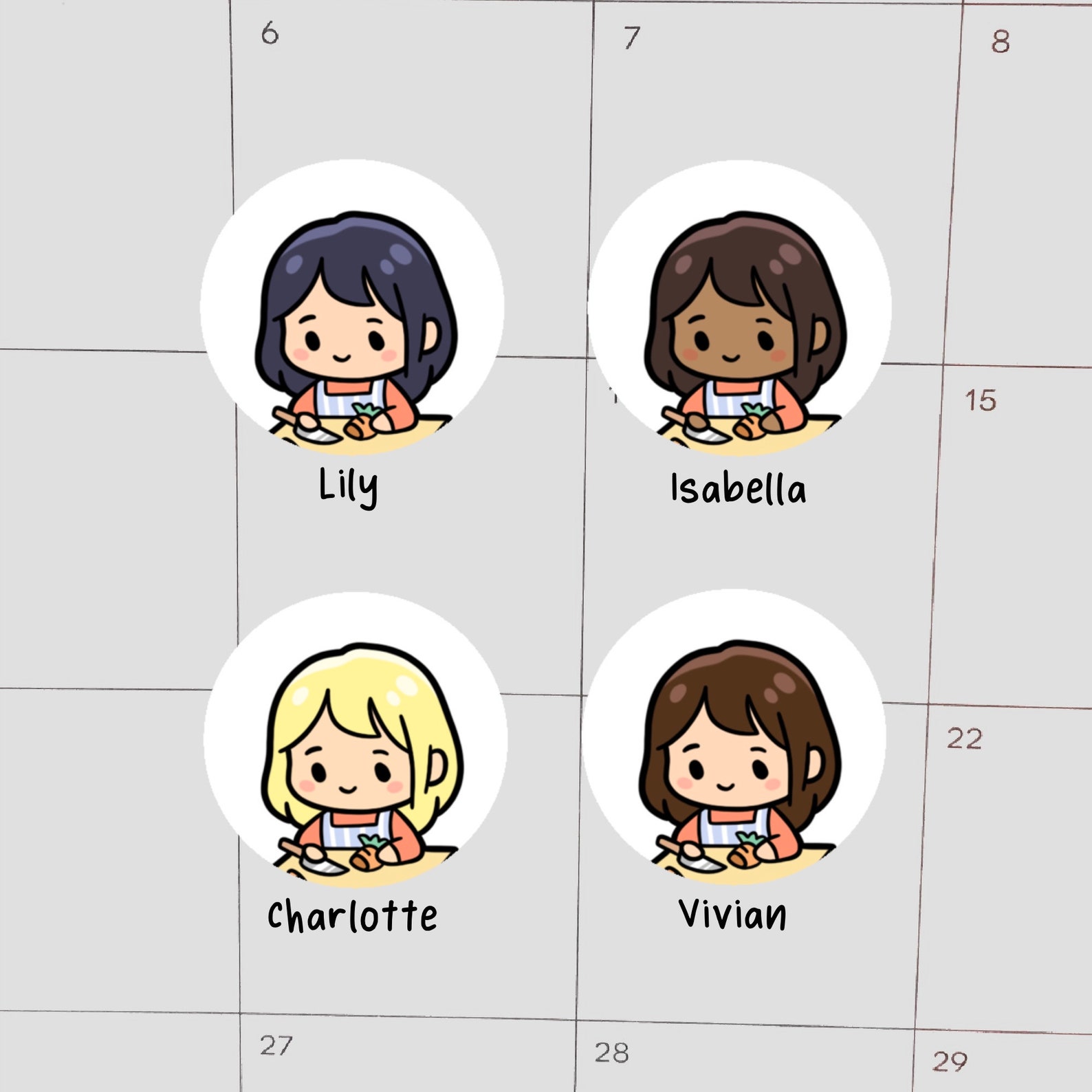 Cooking Planner Stickers (4 Characters) - Meal Prep Stickers - Cooking ...