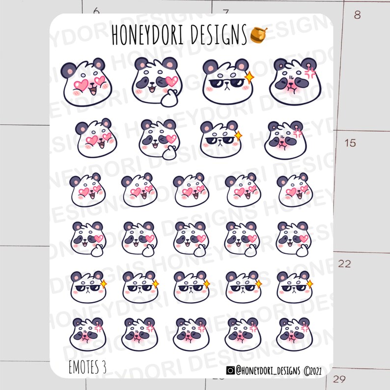 Emoji Stickers - Panda Emoji Stickers - Emotion Planner Stickers - Mood ...