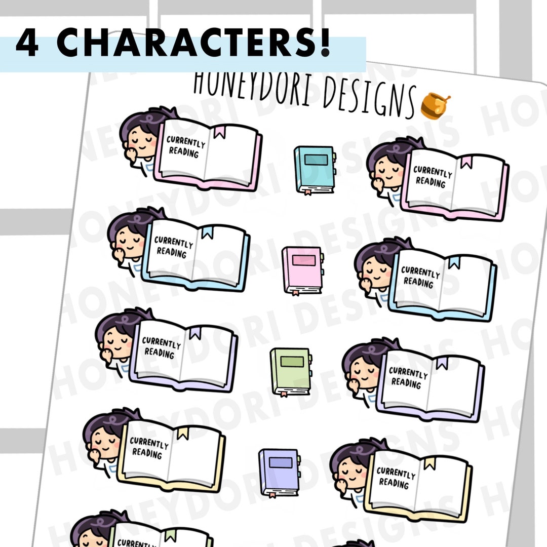 Reading Planner Stickers - Cute Girl Bookworm Stickers - Study Planner ...