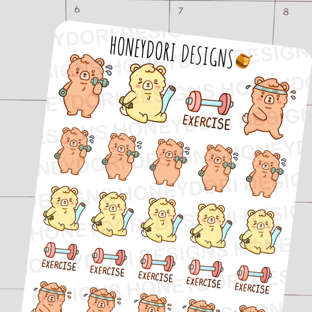 Exercise Stickers - Work Out Planner Stickers - Reminder Stickers ...