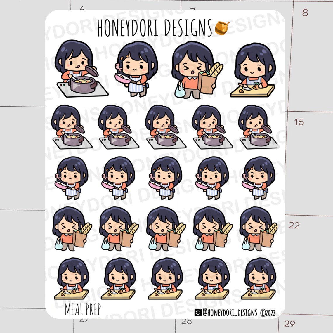 Cooking Planner Stickers (4 Characters) - Meal Prep Stickers - Cooking ...