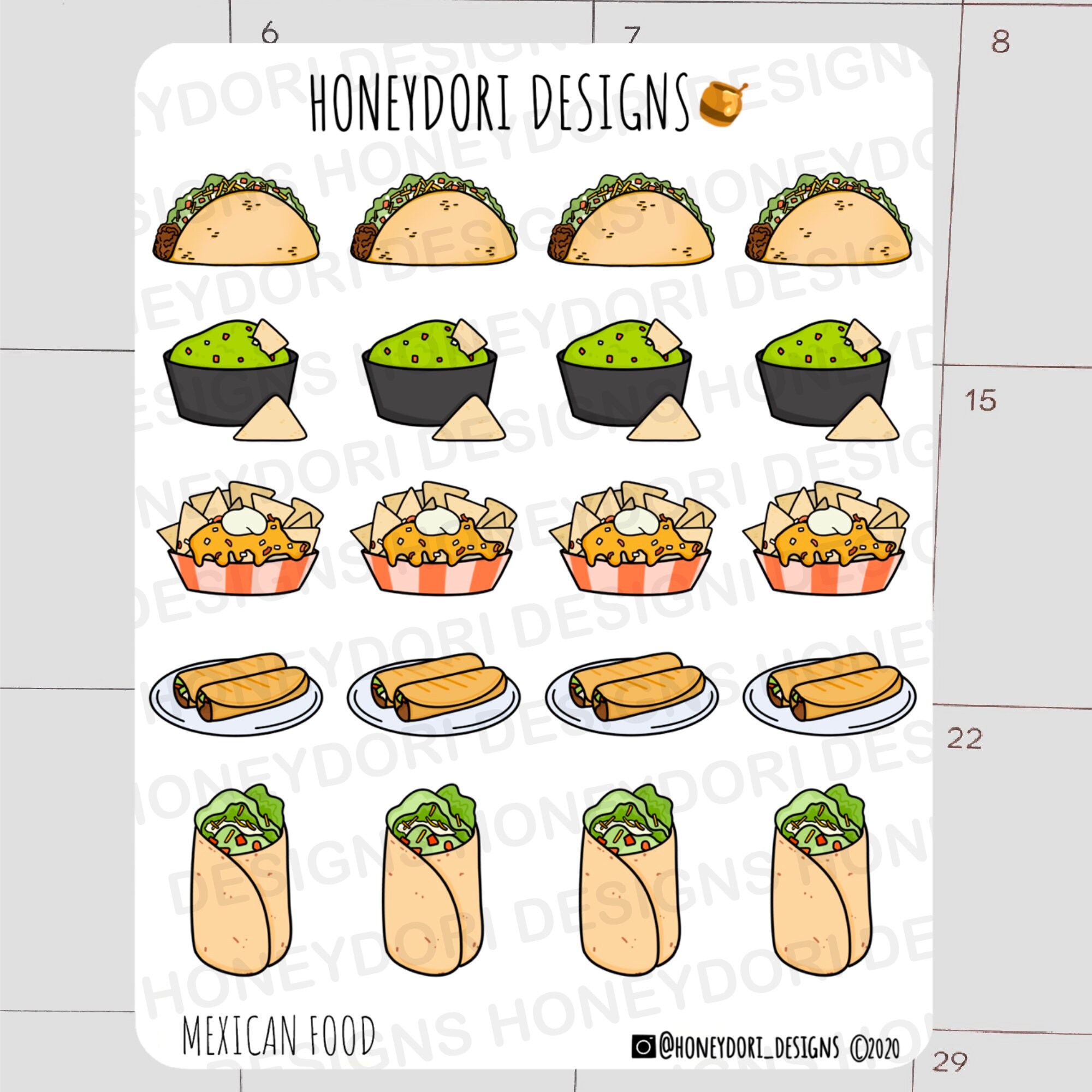 Mexican Food Stickers - Food Stickers - Planner Stickers - Bullet ...