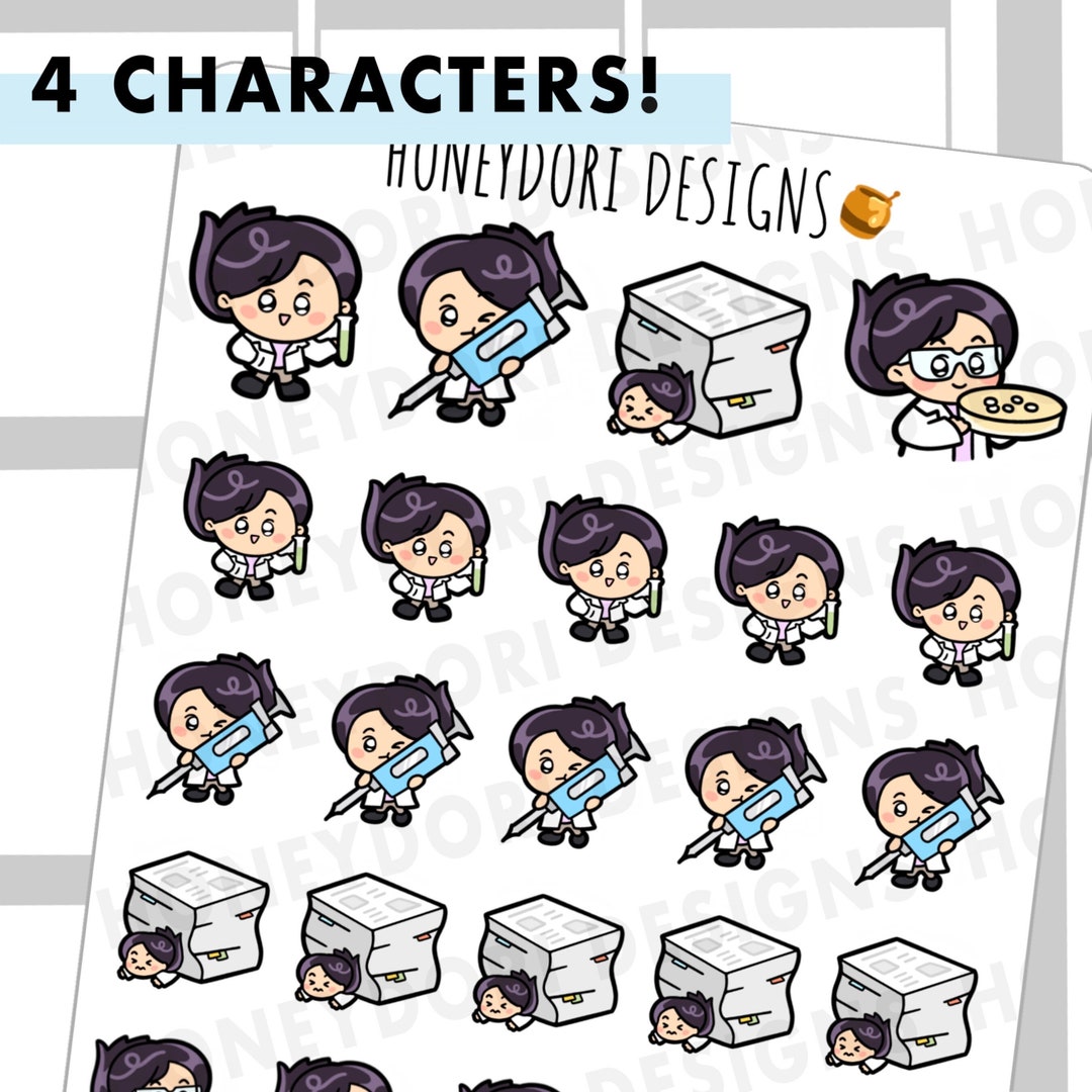 Chemist Planner Stickers - Cute Girl Chem Stickers - Chemistry Stickers ...