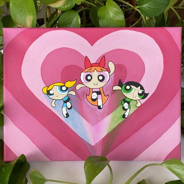 Pink Heart Painting - Etsy