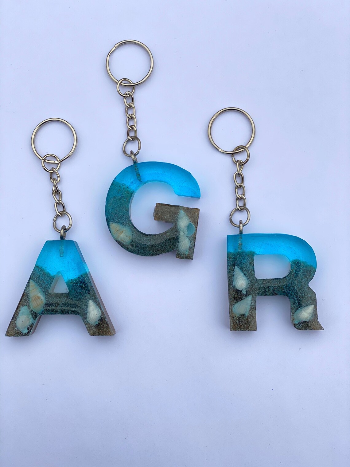 Resin Keychain//beach Ocean Keychain//custom Letter A-Z - Etsy Sweden