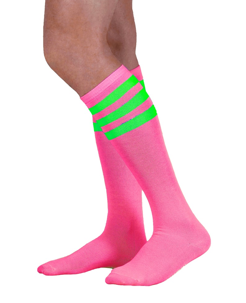 Unisex Neon Colored Knee High Tube Socks With Neon Colored | Etsy