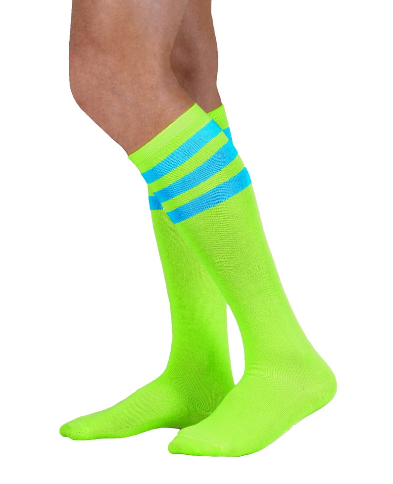 Unisex Neon Colored Knee High Tube Socks With Neon Colored | Etsy