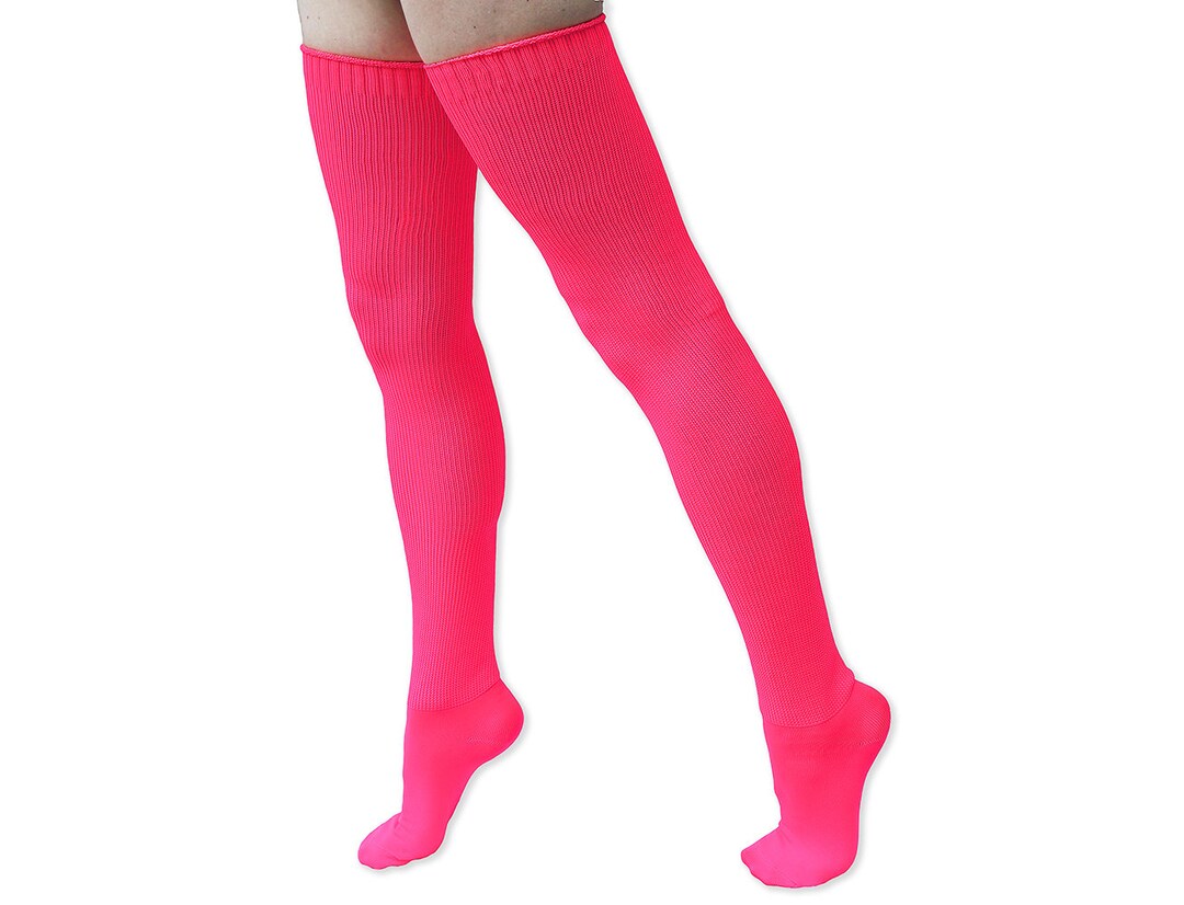 Neon Hot Pink Tall Thigh High Socks Extra Long for Women Gifts for Her ...