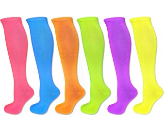 Unisex Neon Colored Knee High Tube Socks With Neon Colored - Etsy