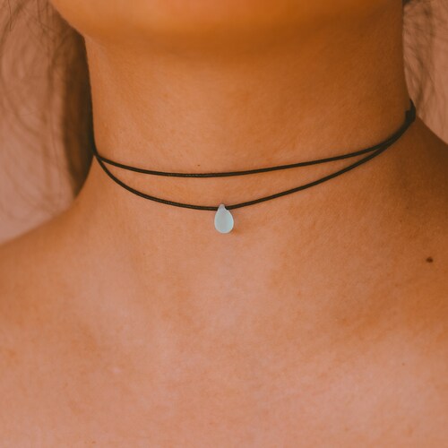 Edgy Double Layered Black Choker Necklace Silver Teardrop - Etsy