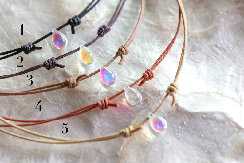 Rainbow Crystal Teardrop Choker Necklace Boho Hippie Dainty | Etsy