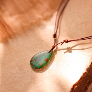 Earthy Pendant Necklace • Rustic Green Hippie Necklace • Minimalist ...