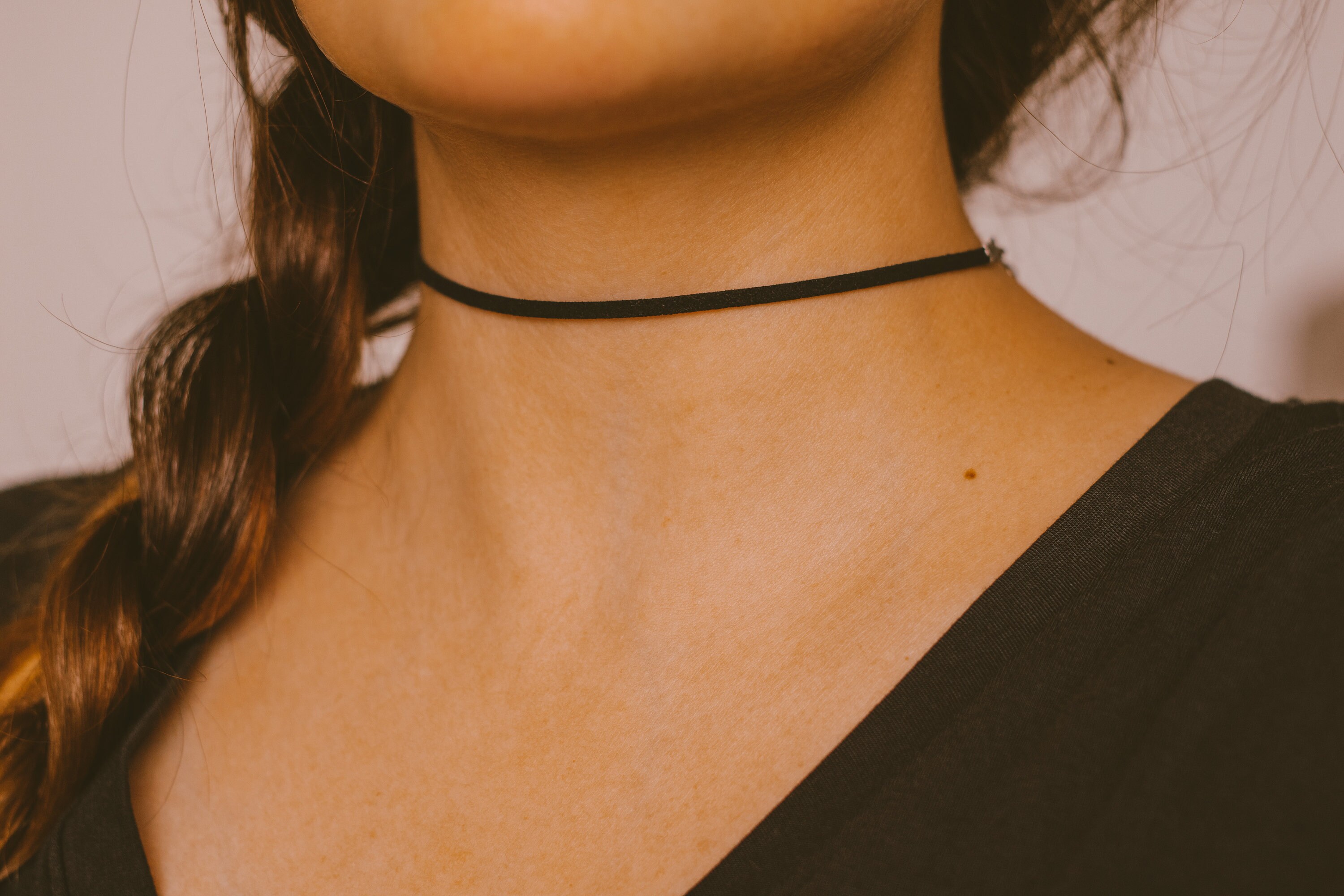 Thin Black Choker Soft Vegan Suede Leather Necklace Dainty | Etsy