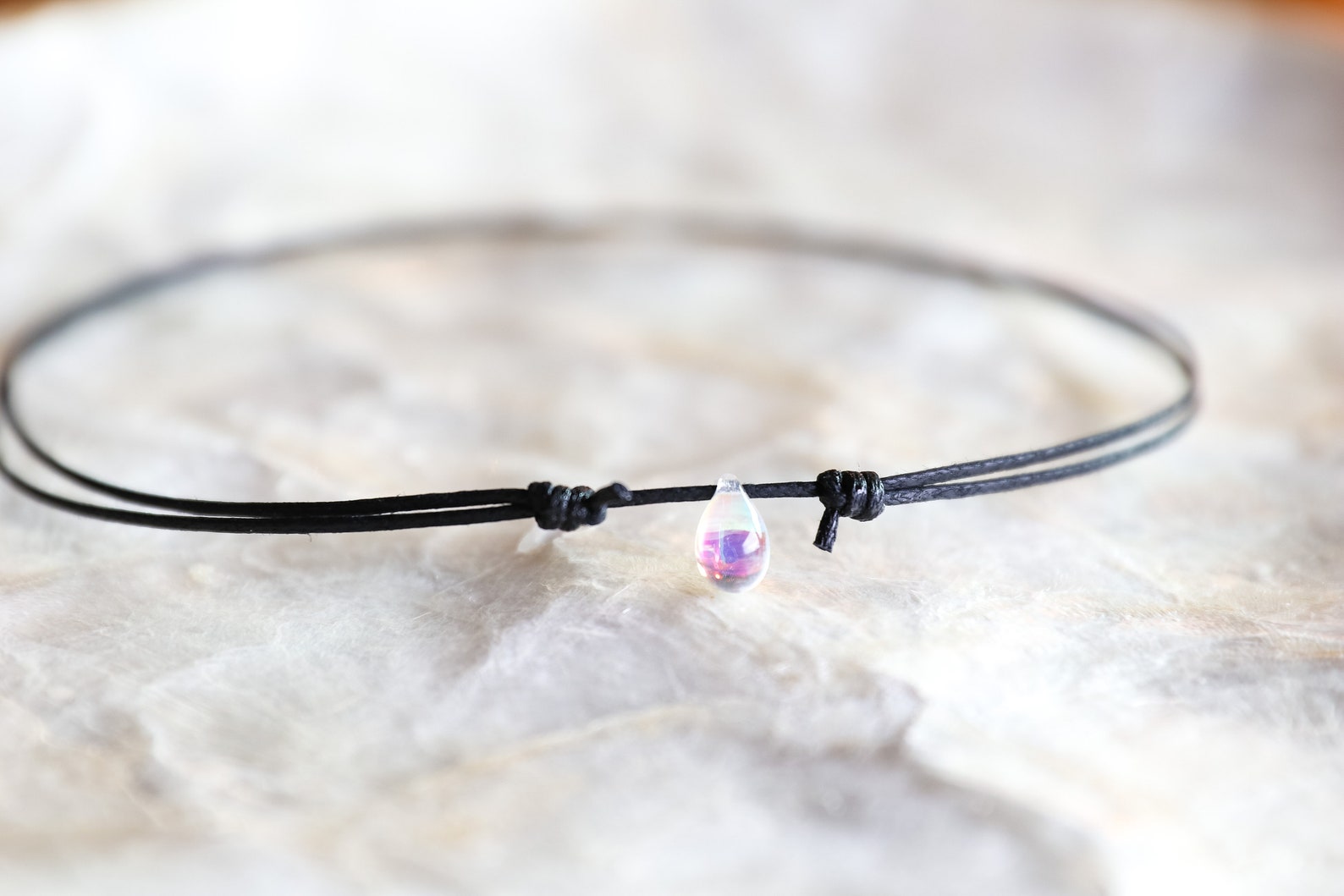 Rainbow Crystal Teardrop Choker Necklace Boho Hippie Dainty | Etsy