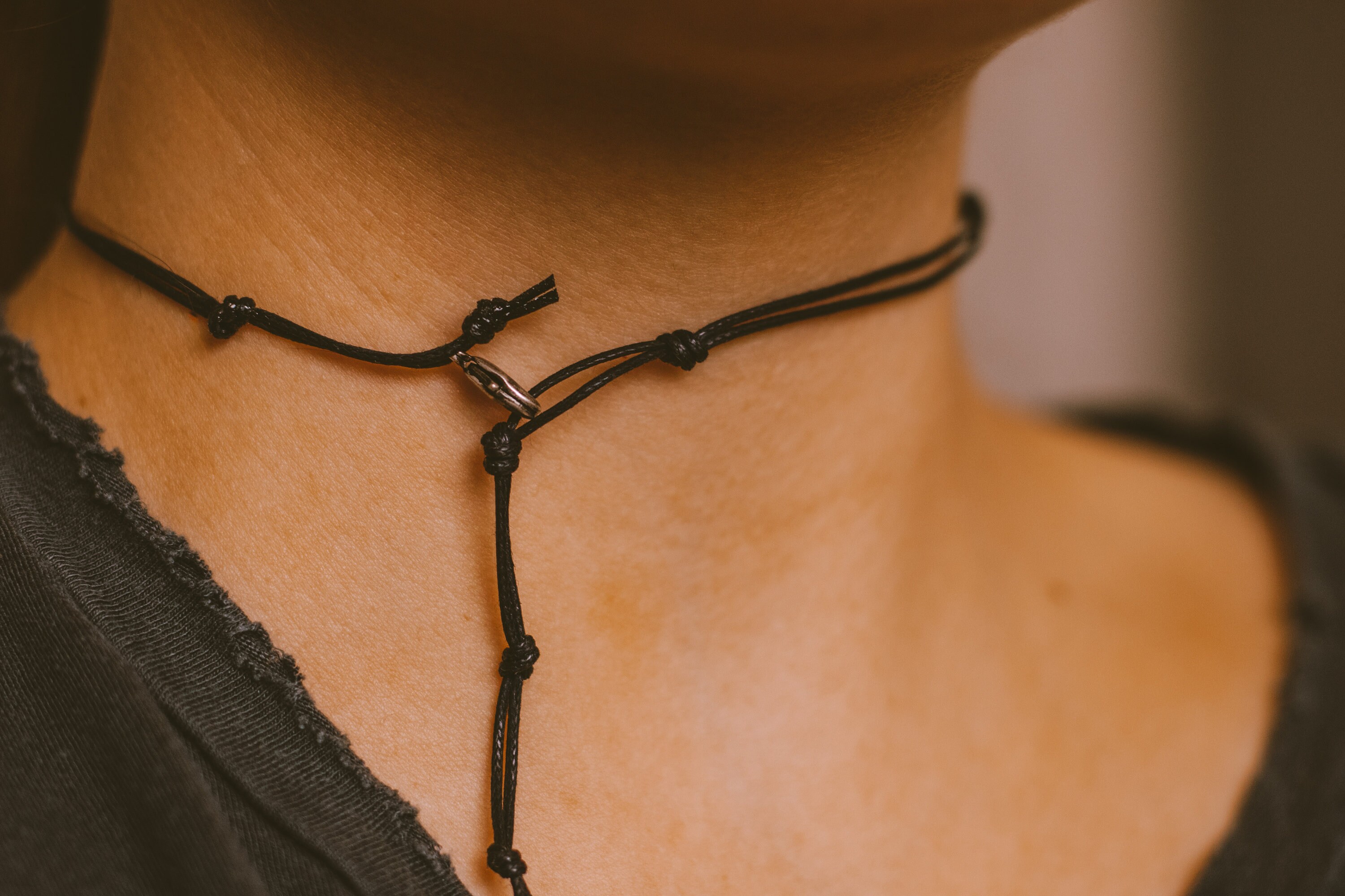 Edgy Double Layered Black Choker Necklace Silver Teardrop | Etsy