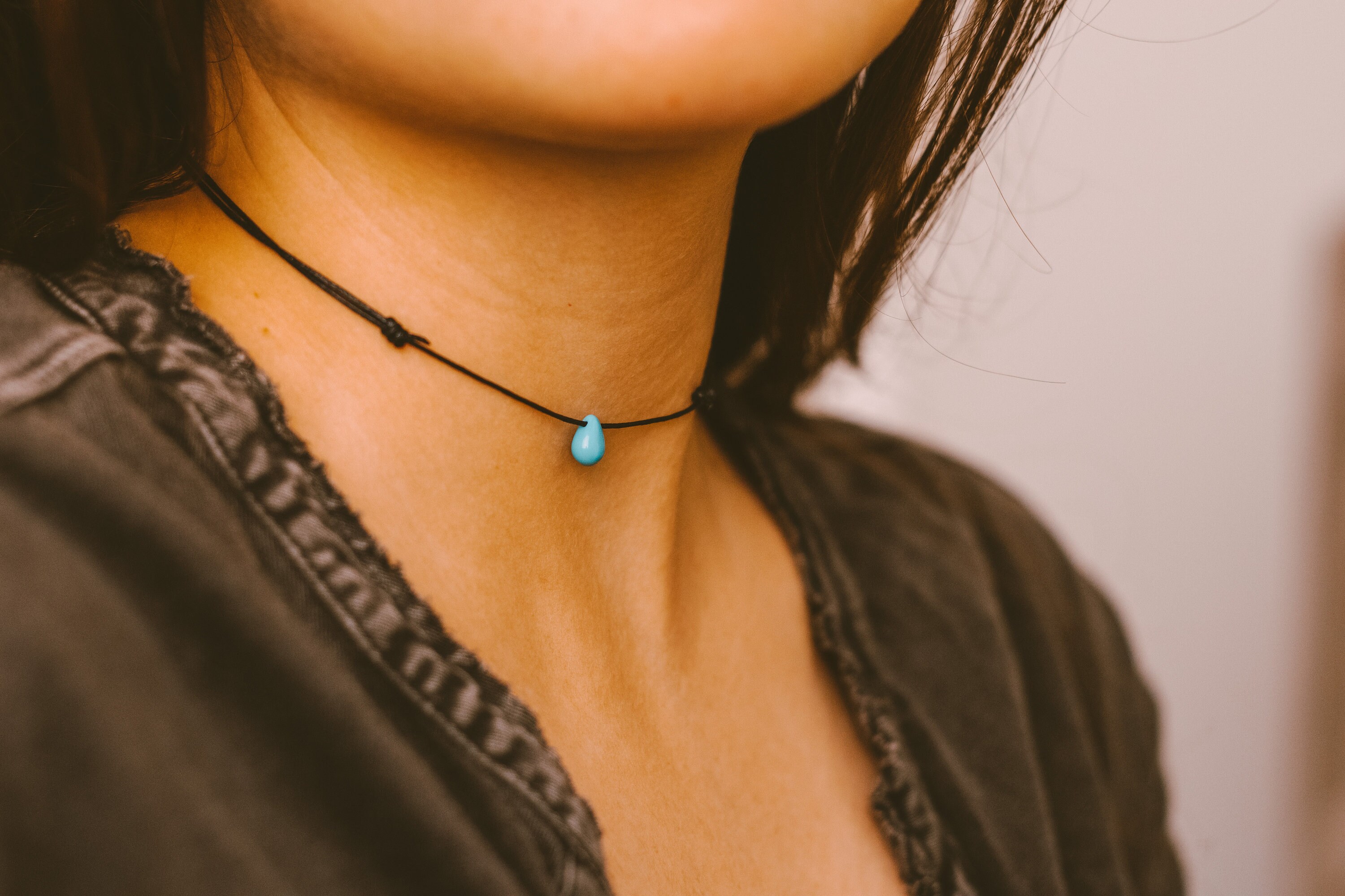 Boho Hippie Choker Necklace Turquoise Teardrop Choker | Etsy