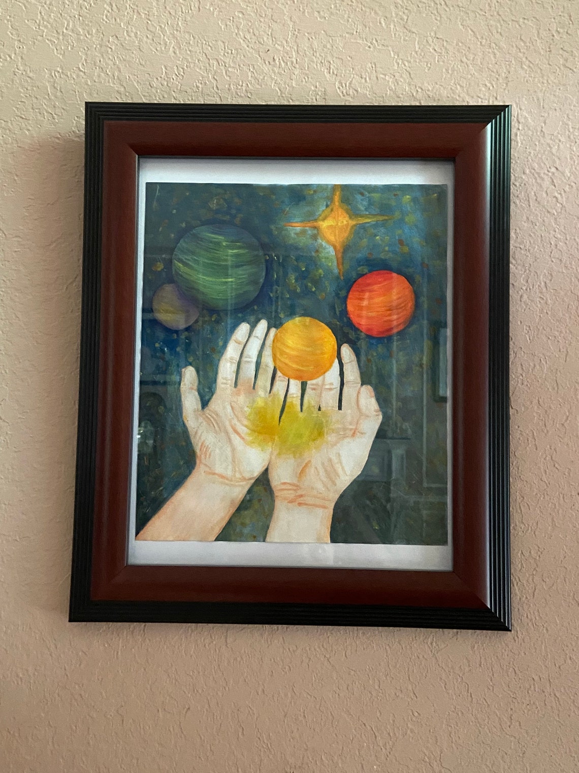 Celestial Hands Holding Planets Art Painting - Etsy