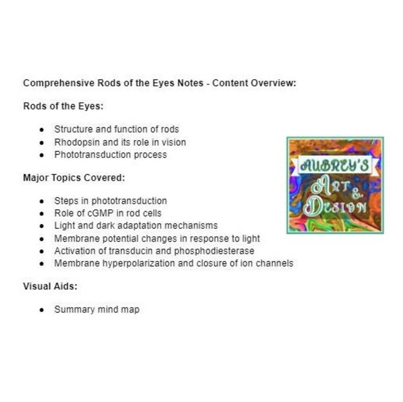 Detailed Rods of the Eyes Mind Map With High-quality Illustrations ...