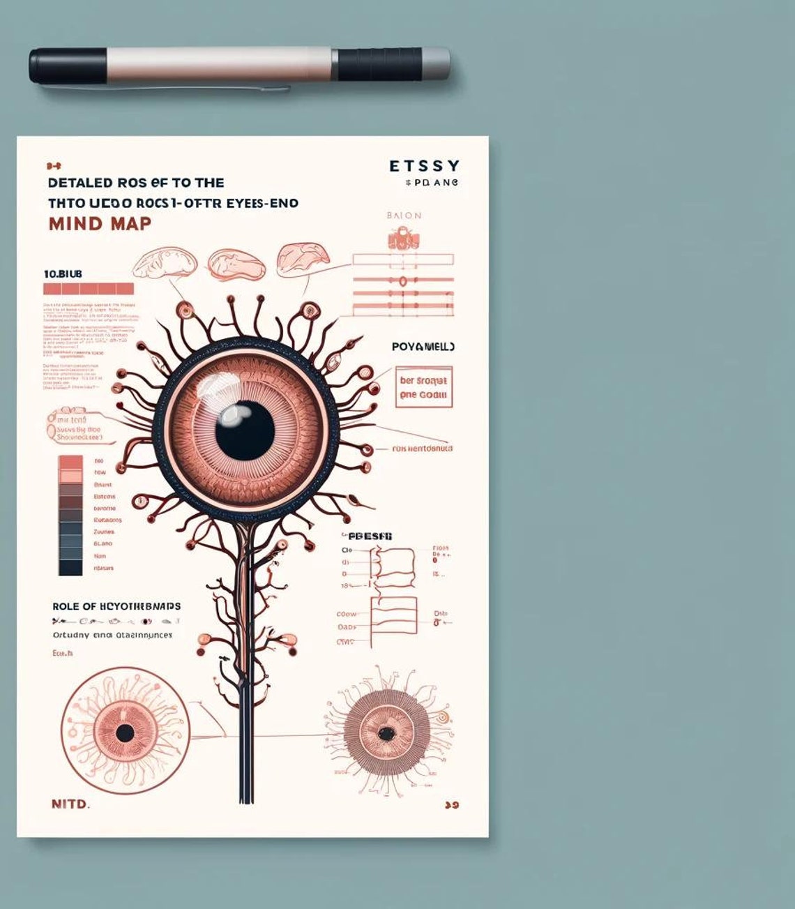 Detailed Rods of the Eyes Mind Map With High-quality Illustrations ...