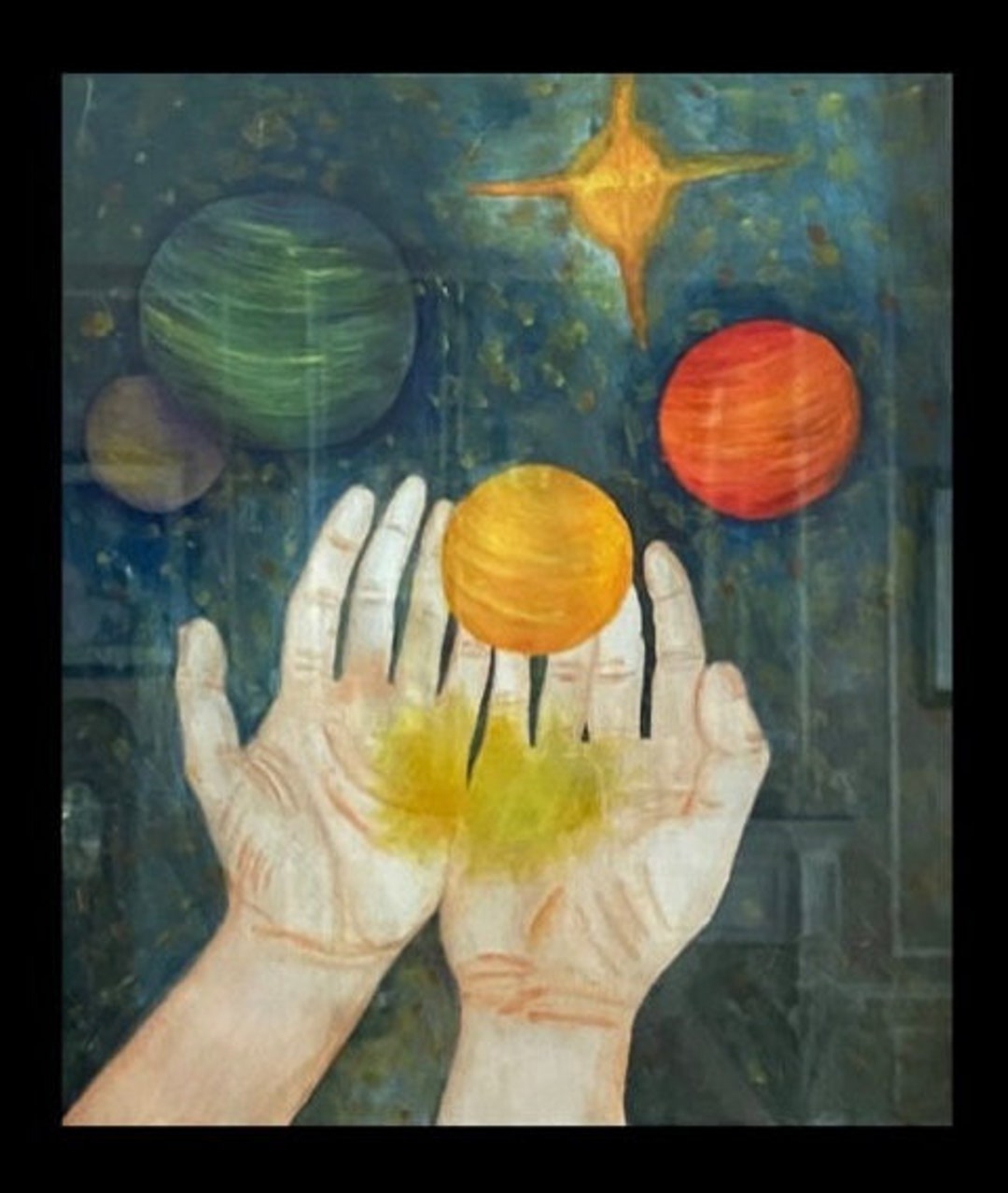 Celestial Hands Holding Planets Art Painting - Etsy