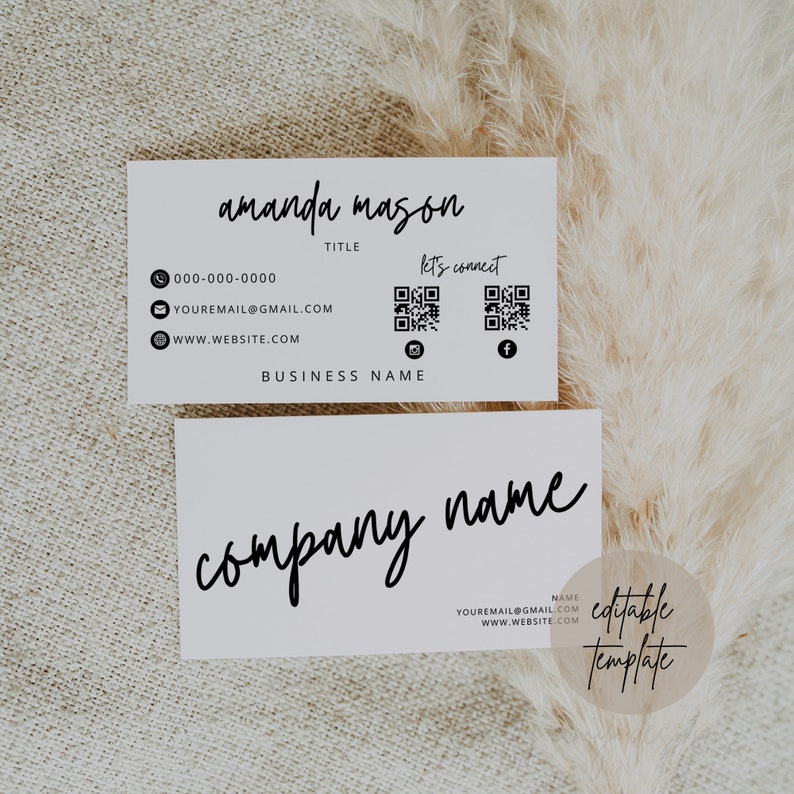 Editable Business Card Canva Template, Business Card Template, Business ...
