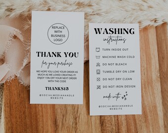 Editable Washing Instructions Card Canva Template Care Card - Etsy