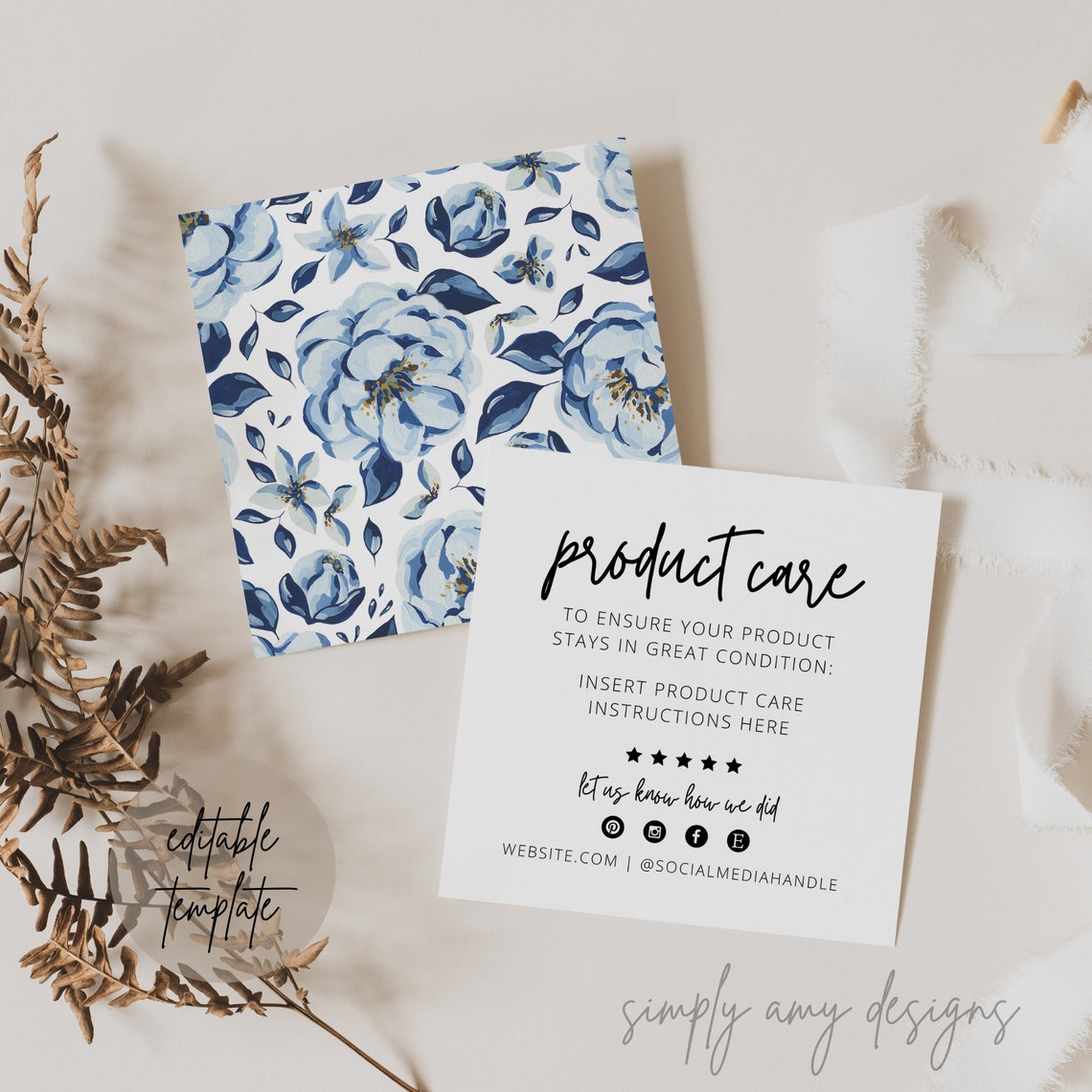 Editable Product Care Card Template Care Card Template - Etsy UK
