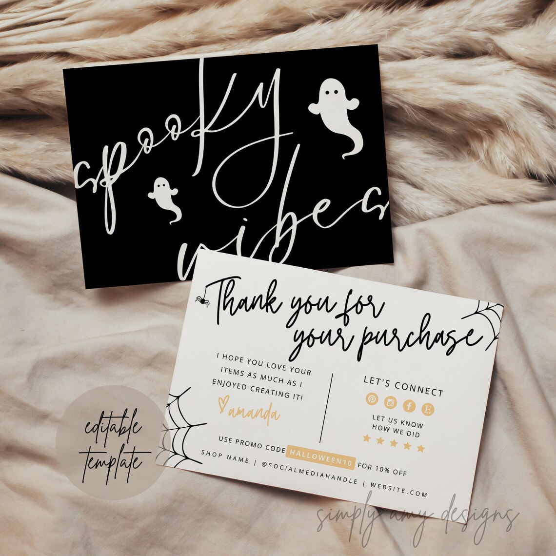 Editable Halloween Business Thank You Card Canva Template - Etsy