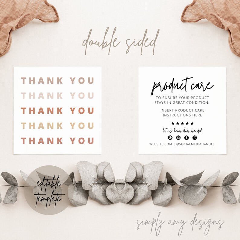 Editable Product Care Card Template, Care Card Template, Minimalist ...