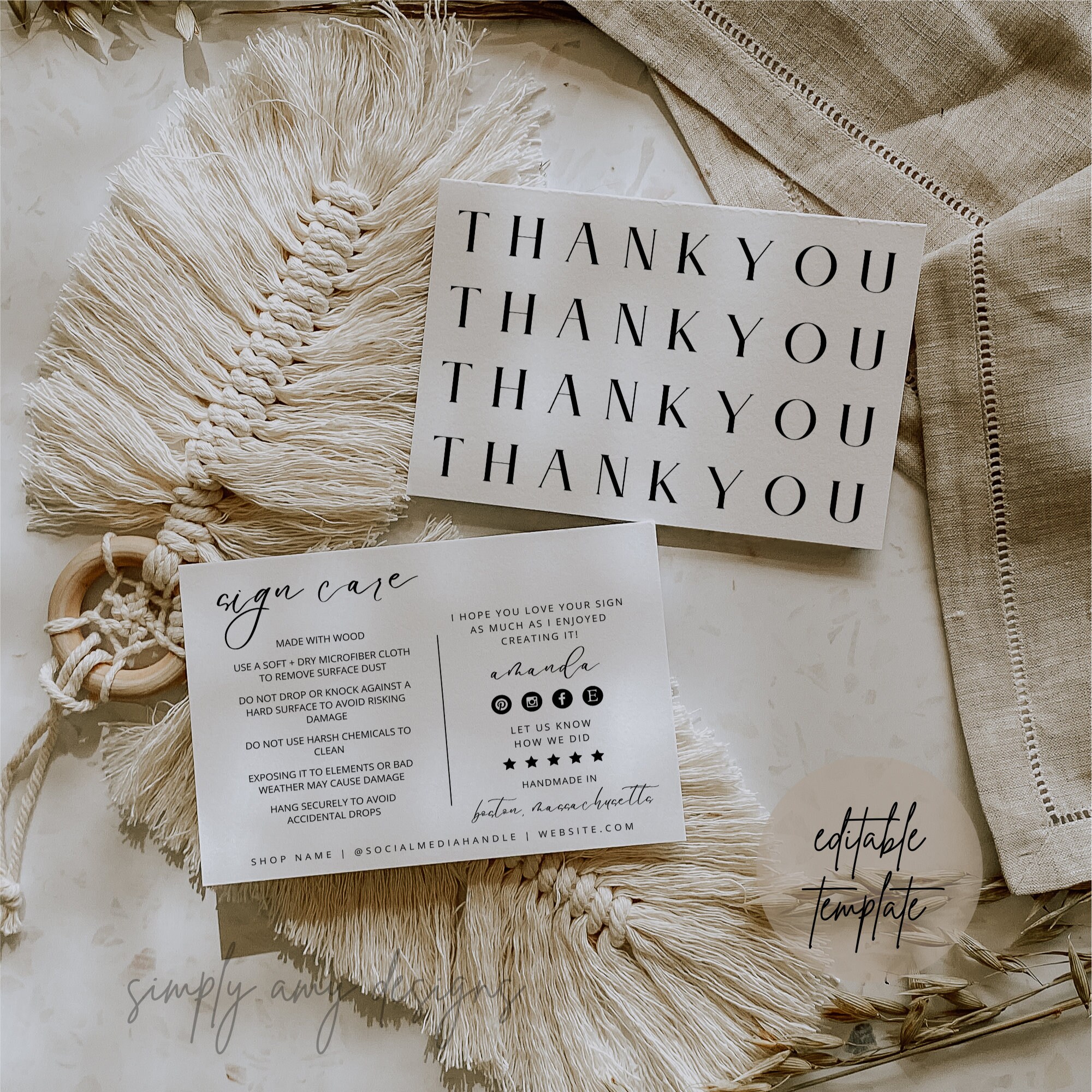 Editable Sign Care Card Canva Template Sign Card Template - Etsy