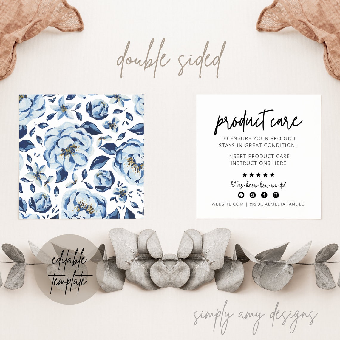 Editable Product Care Card Template Care Card Template - Etsy UK