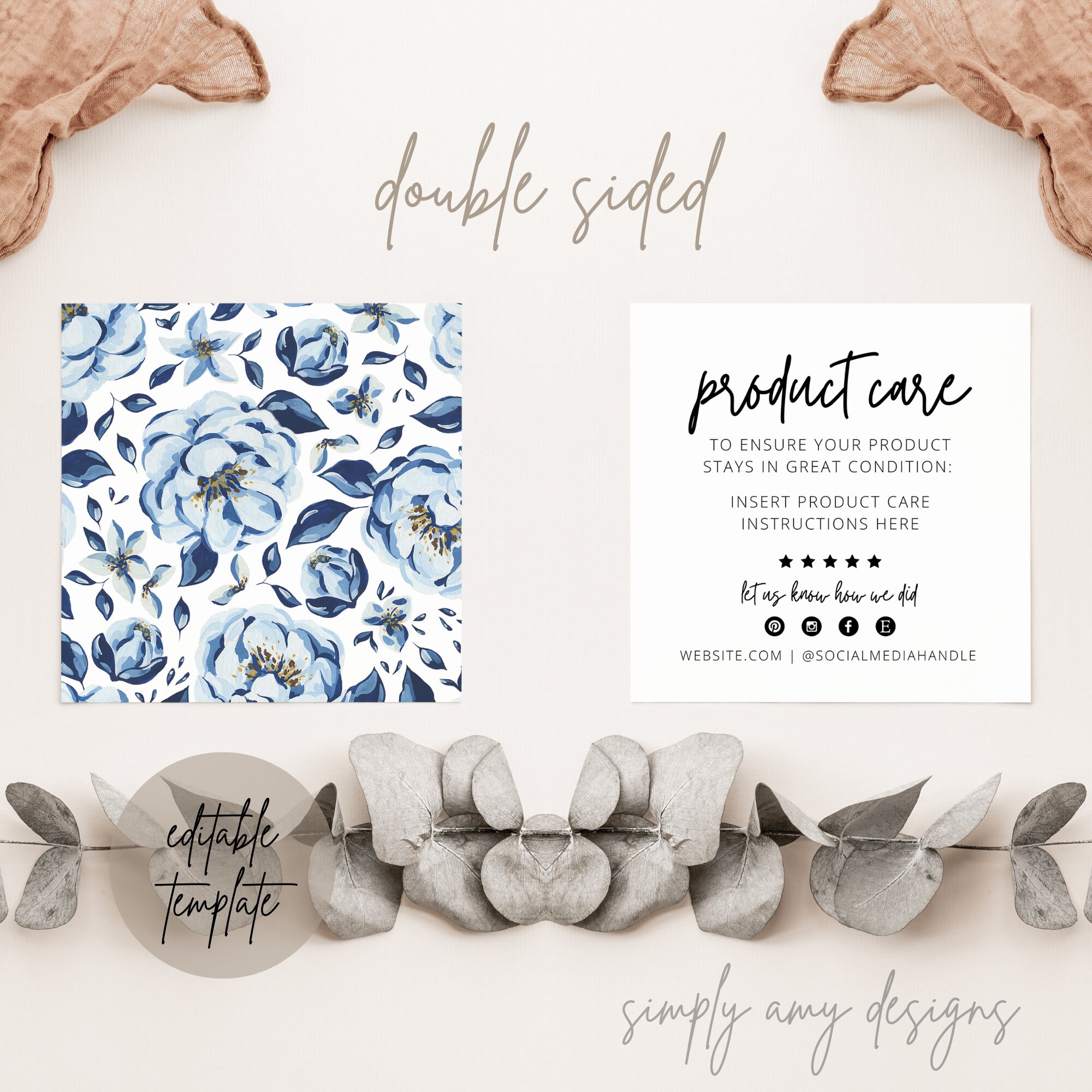 Editable Product Care Card Template Care Card Template - Etsy UK
