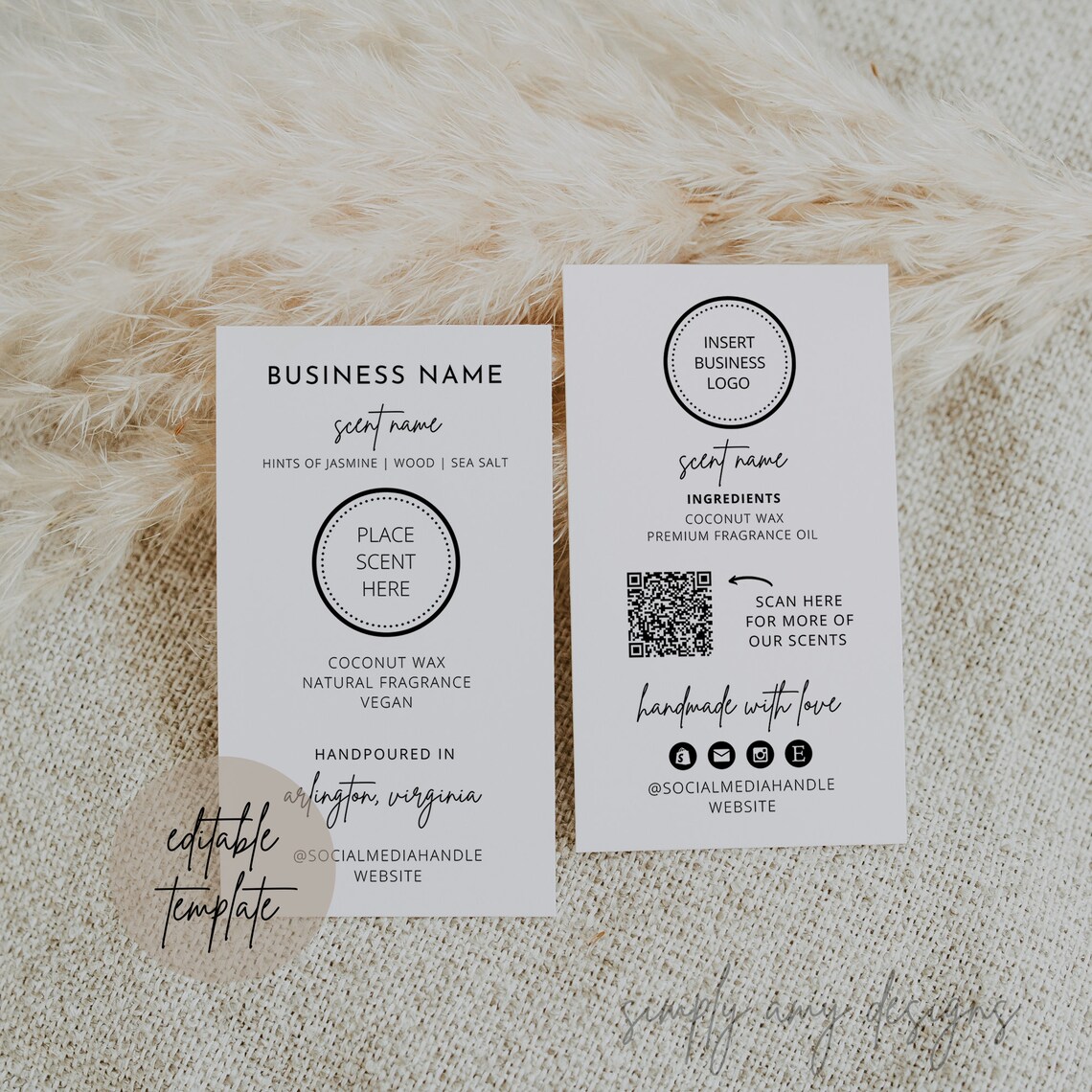 Editable Candle Scent Card Canva Template, Candle Scent Card Template ...