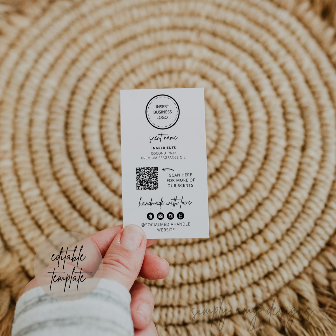 Editable Candle Scent Card Canva Template, Candle Scent Card Template ...