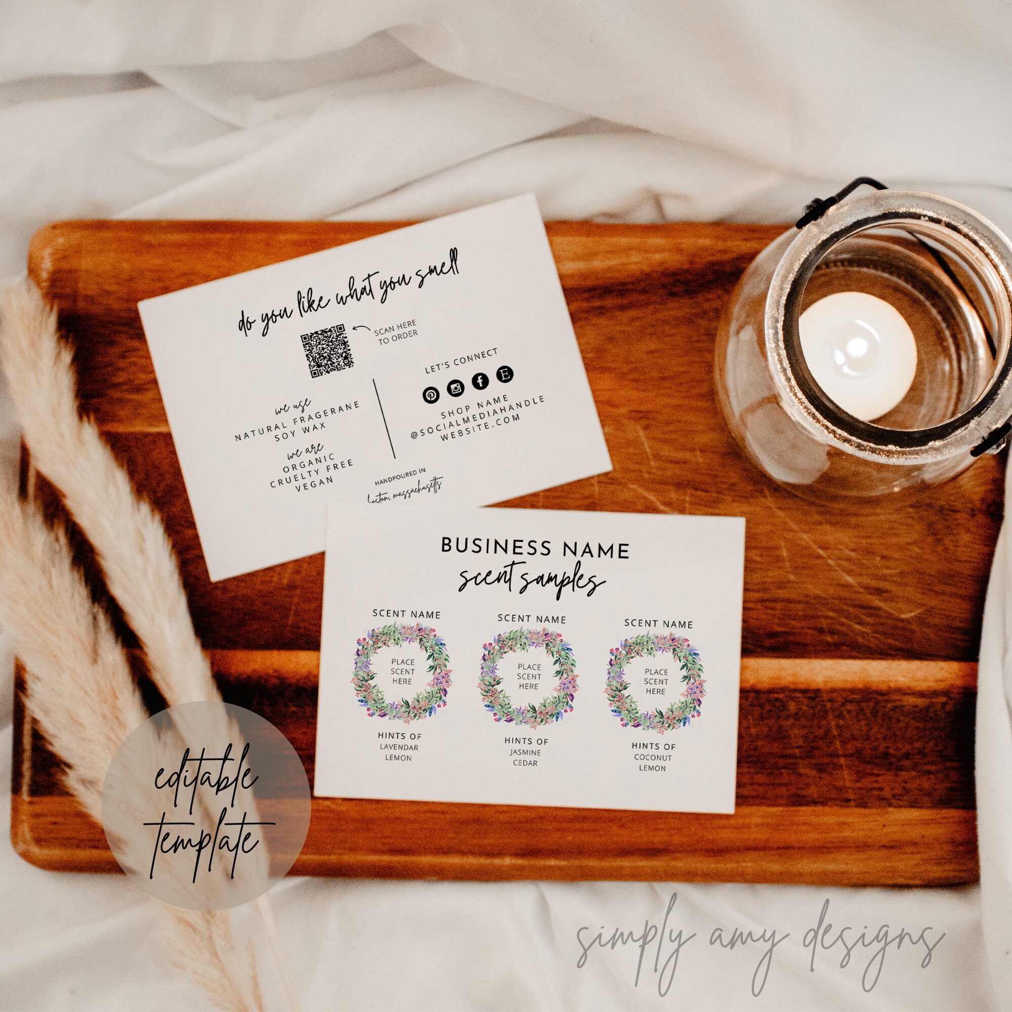 Editable Candle Scents Card Canva Template, Candle Scent Card Template ...