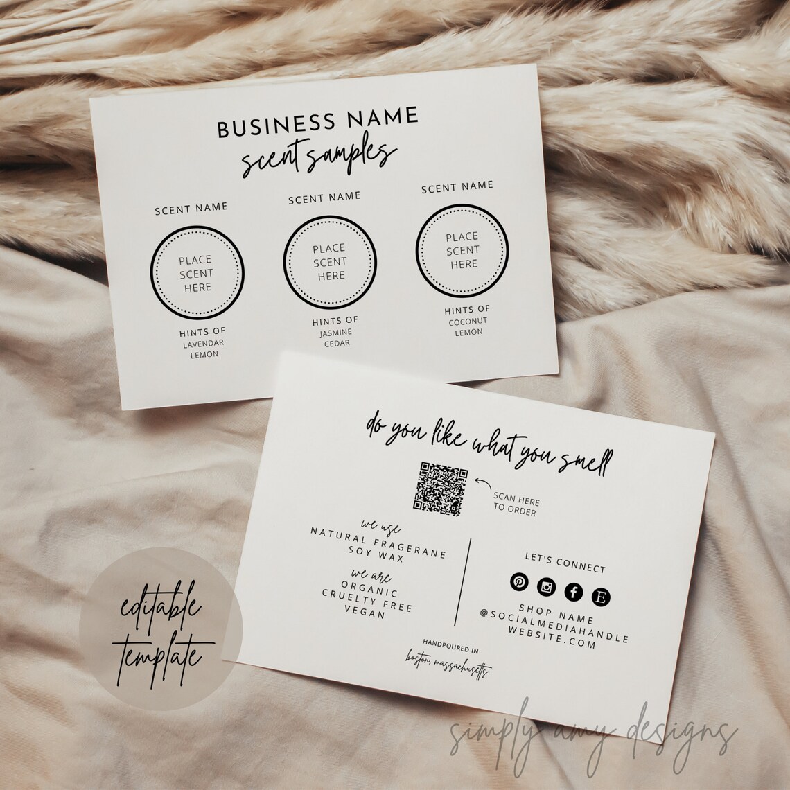 Editable Candle Scents Card Canva Template Candle Scent Card - Etsy