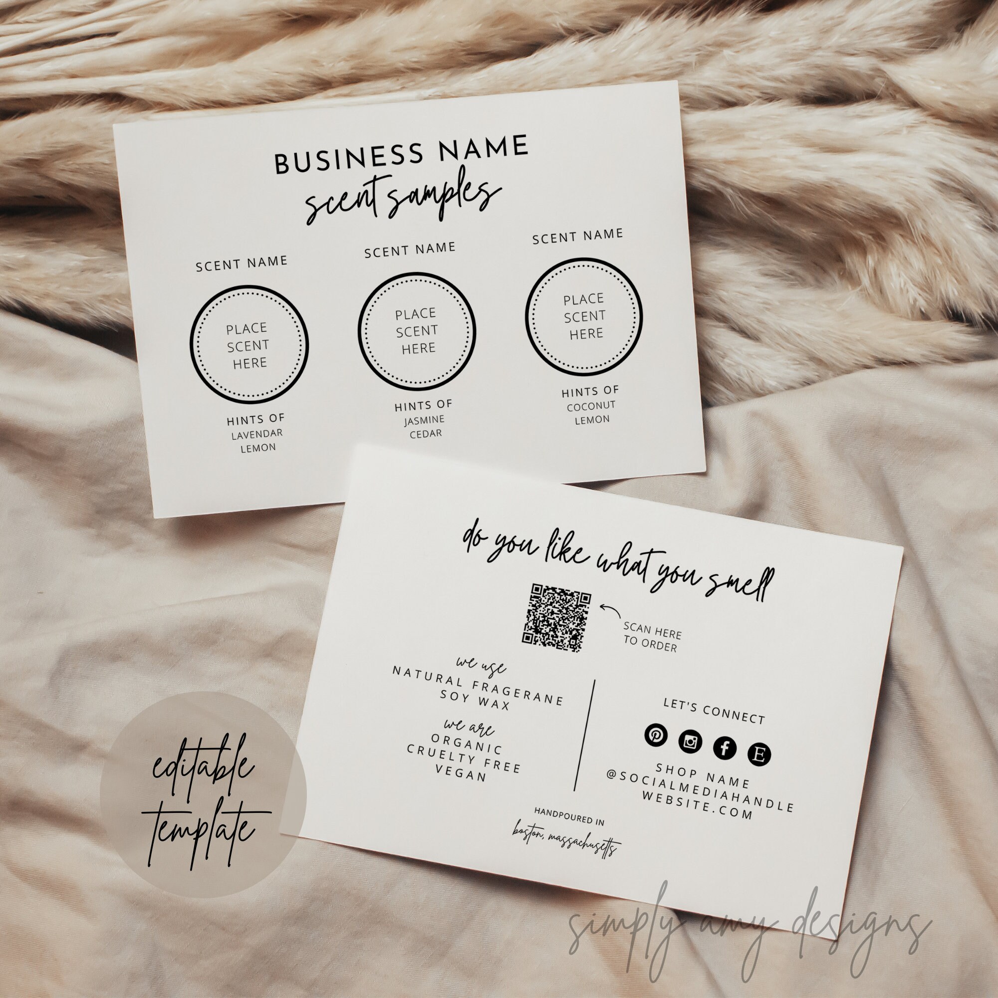 Editable Candle Scents Card Canva Template, Candle Scent Card Template ...