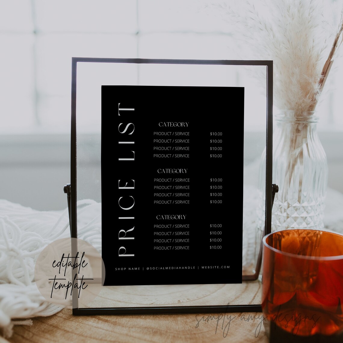 Editable Price List Canva Template Price List Template Small - Etsy