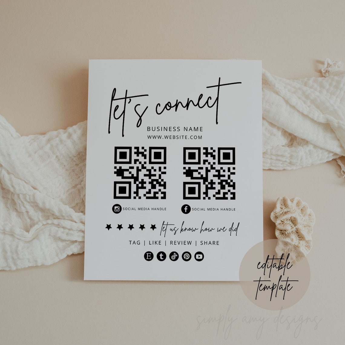 Editable Social Media Sign Template, Lets Connect Sign Canva Template ...