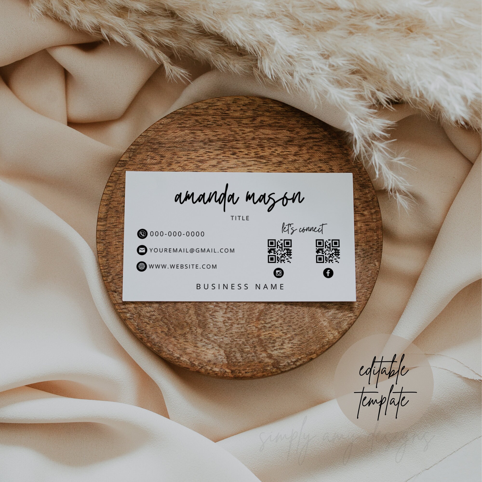 Editable Business Card Canva Template, Business Card Template, Business ...