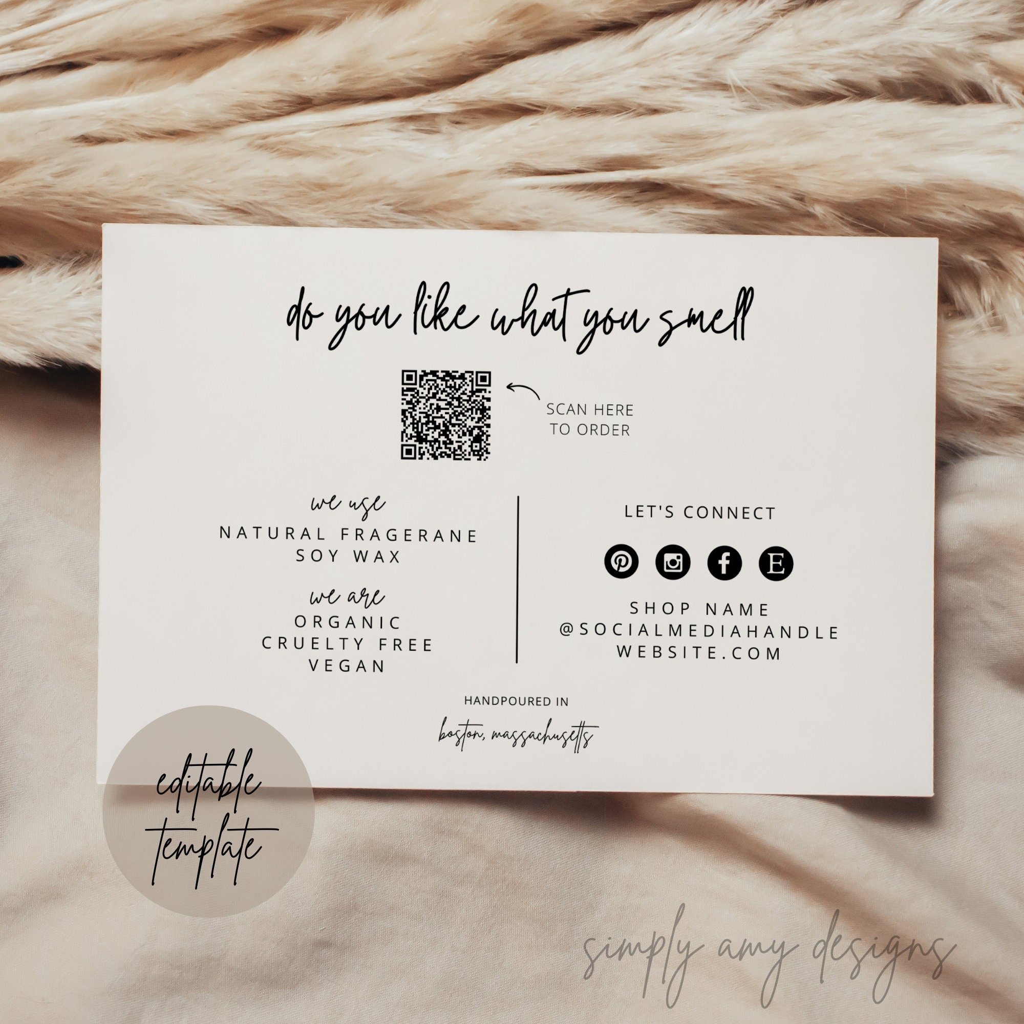 Editable Candle Scents Card Canva Template, Candle Scent Card Template ...